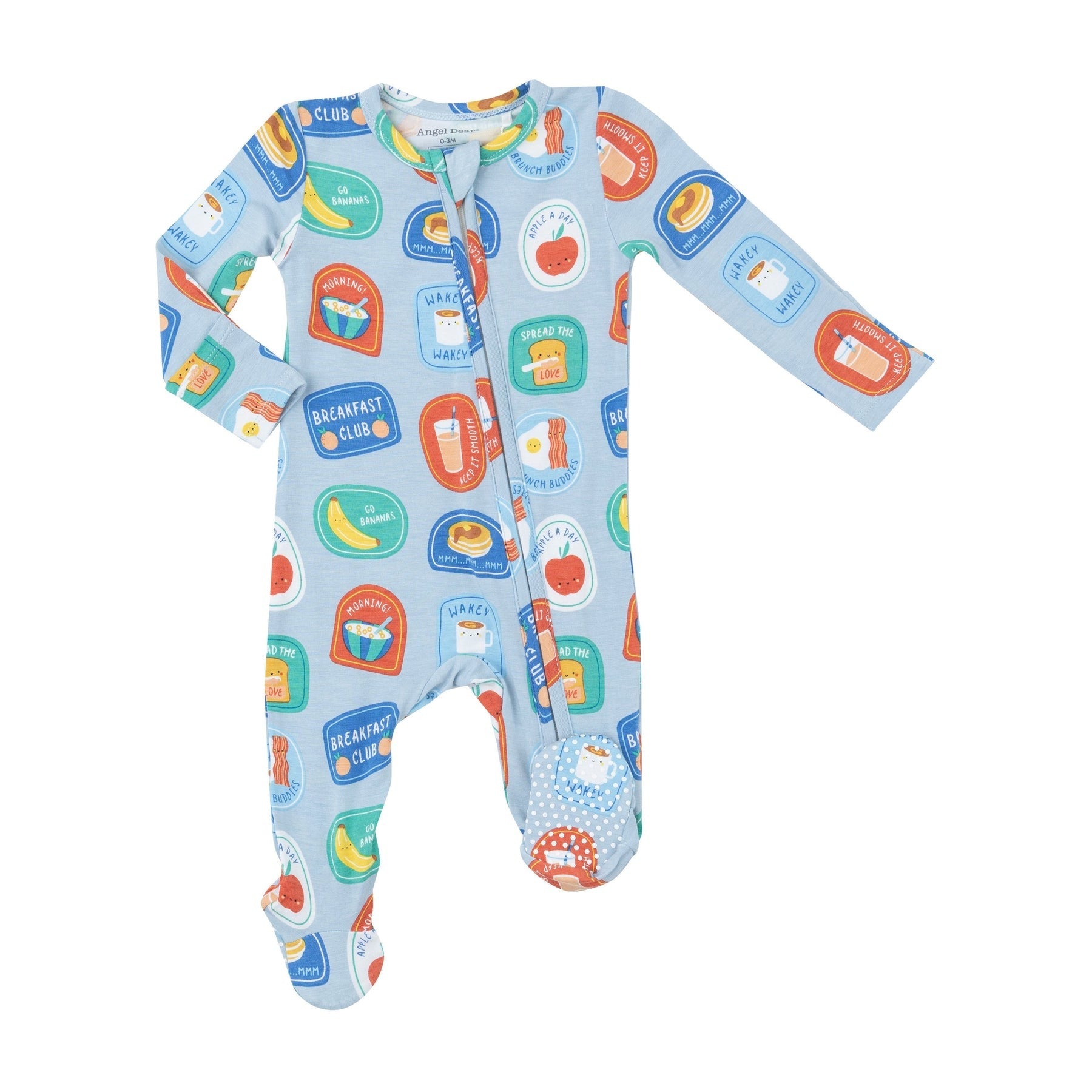Angel Dear Breakfast Club Patches Blue 2 Way Zipper Footie - Newborn ...