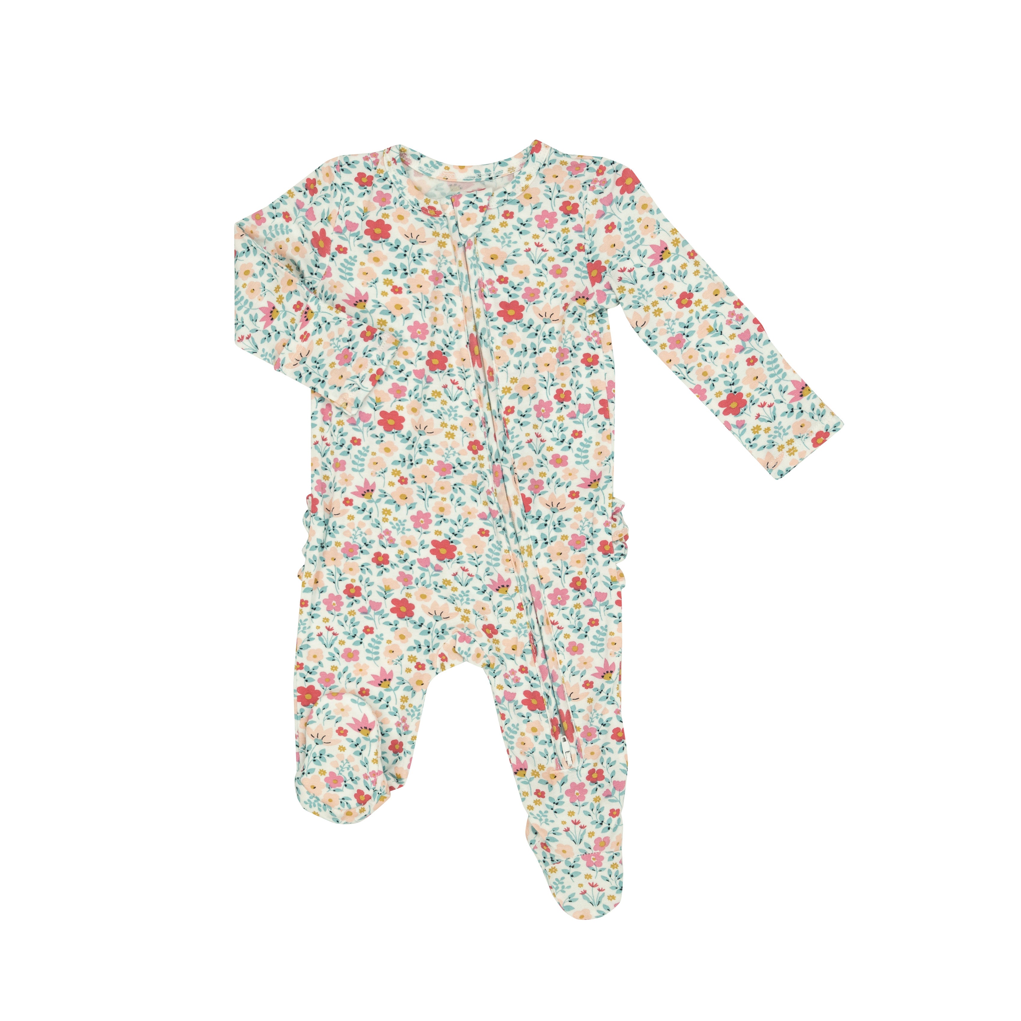 Angel Dear Ruby's Garden Ditsy 2 Way Ruffle Zipper Footie - 0-3 Months ...