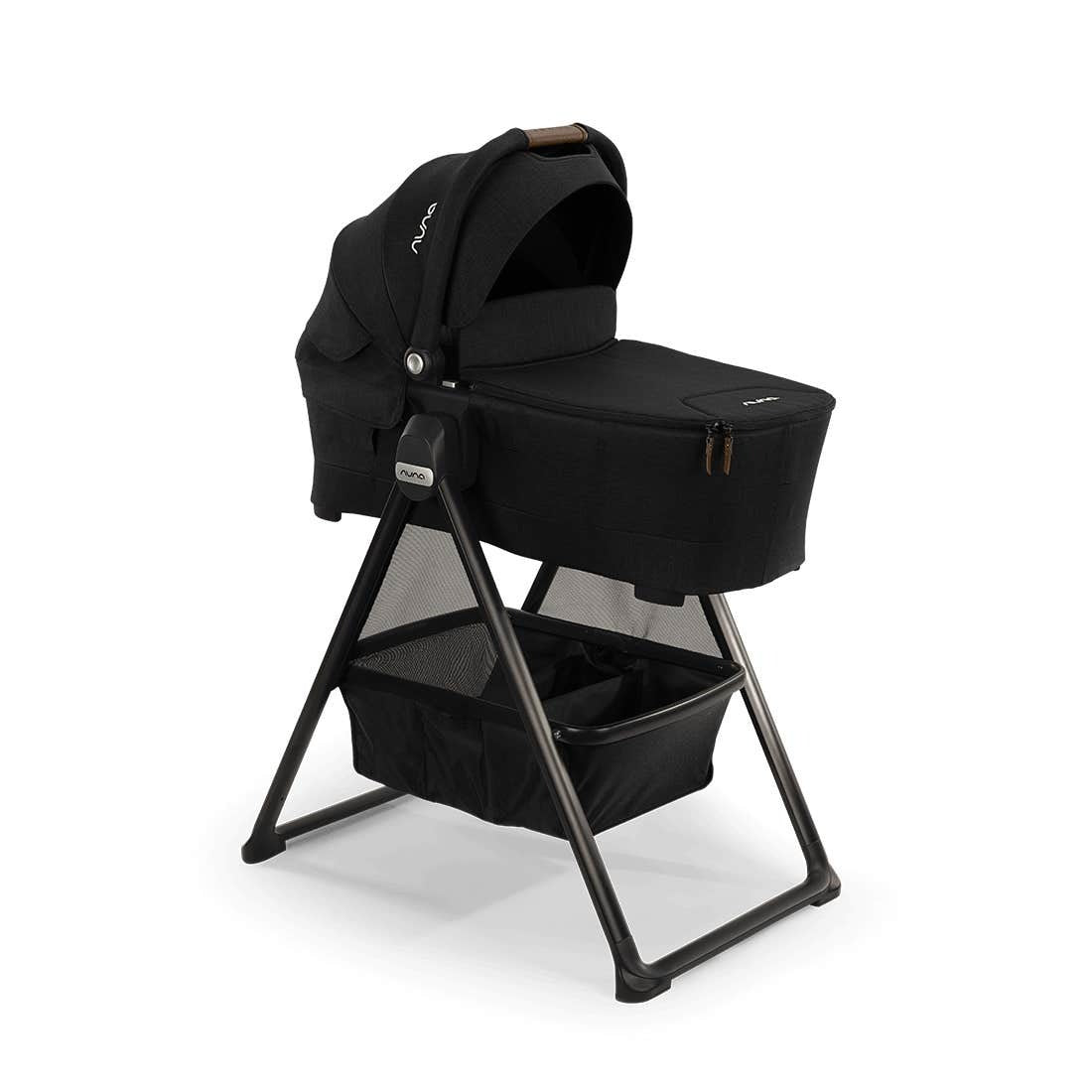 Nuna SWIV™ & TRIV™ series bassinet + stand - Caviar / Chocolate ...
