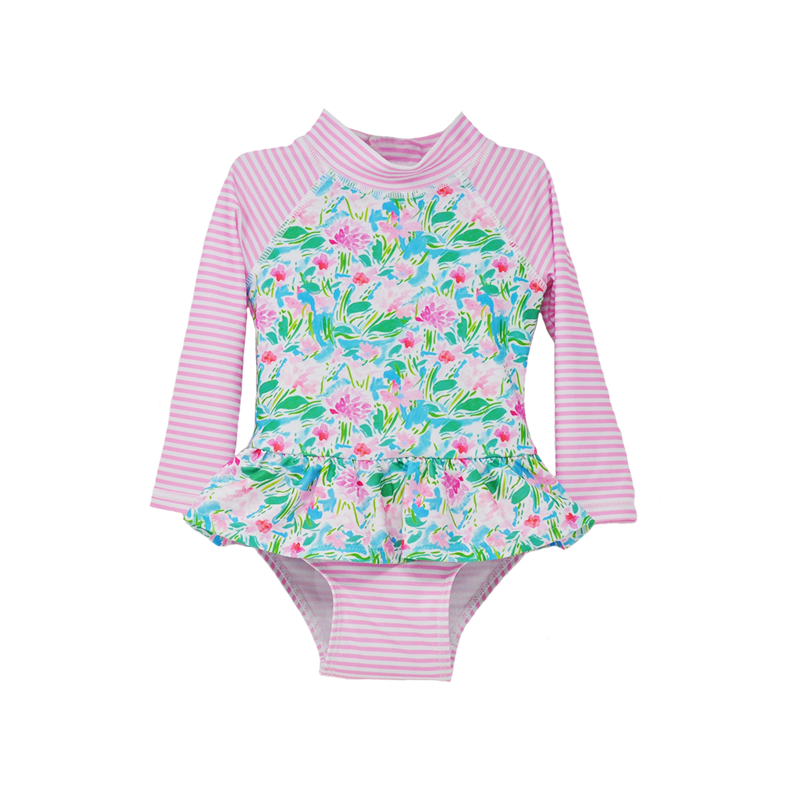 Flap Happy UPF 50+ Alissa Infant Ruffle Rash Guard Swimsuit - Lotus ...