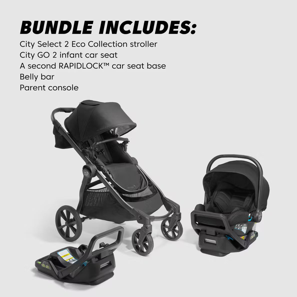 Baby Jogger City Select 2 Travel System + Infant Essentials Bundle ...