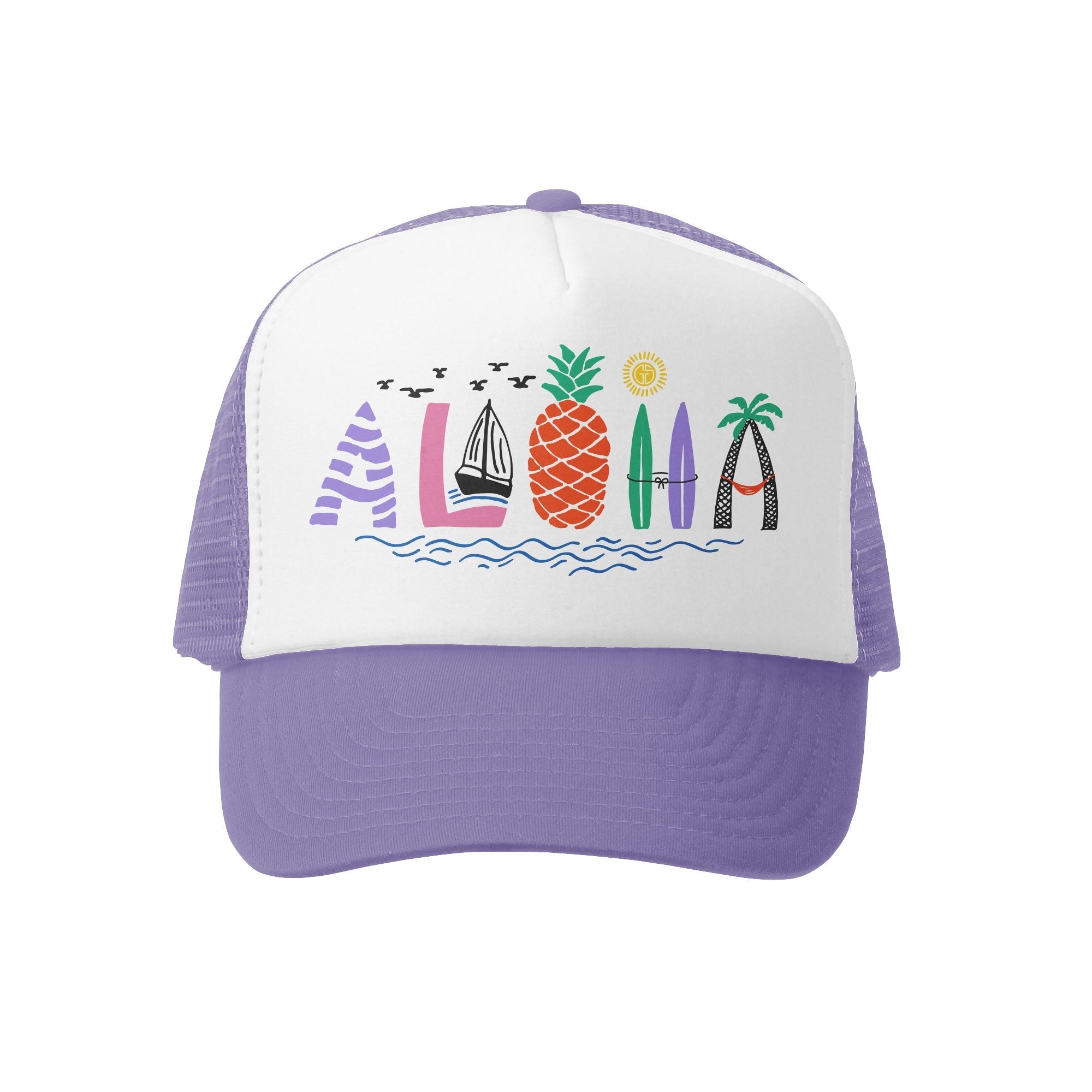 Grom Squad Aloha Icons Lavender Trucker Hat for Kids - Big - 18 Months ...