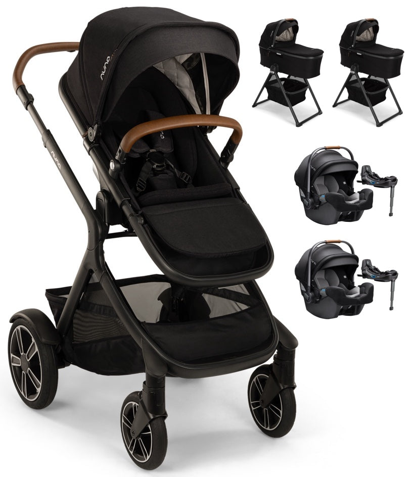 Nuna DEMI next Stroller + Bassinet + RX Twin Bundle - Caviar ...