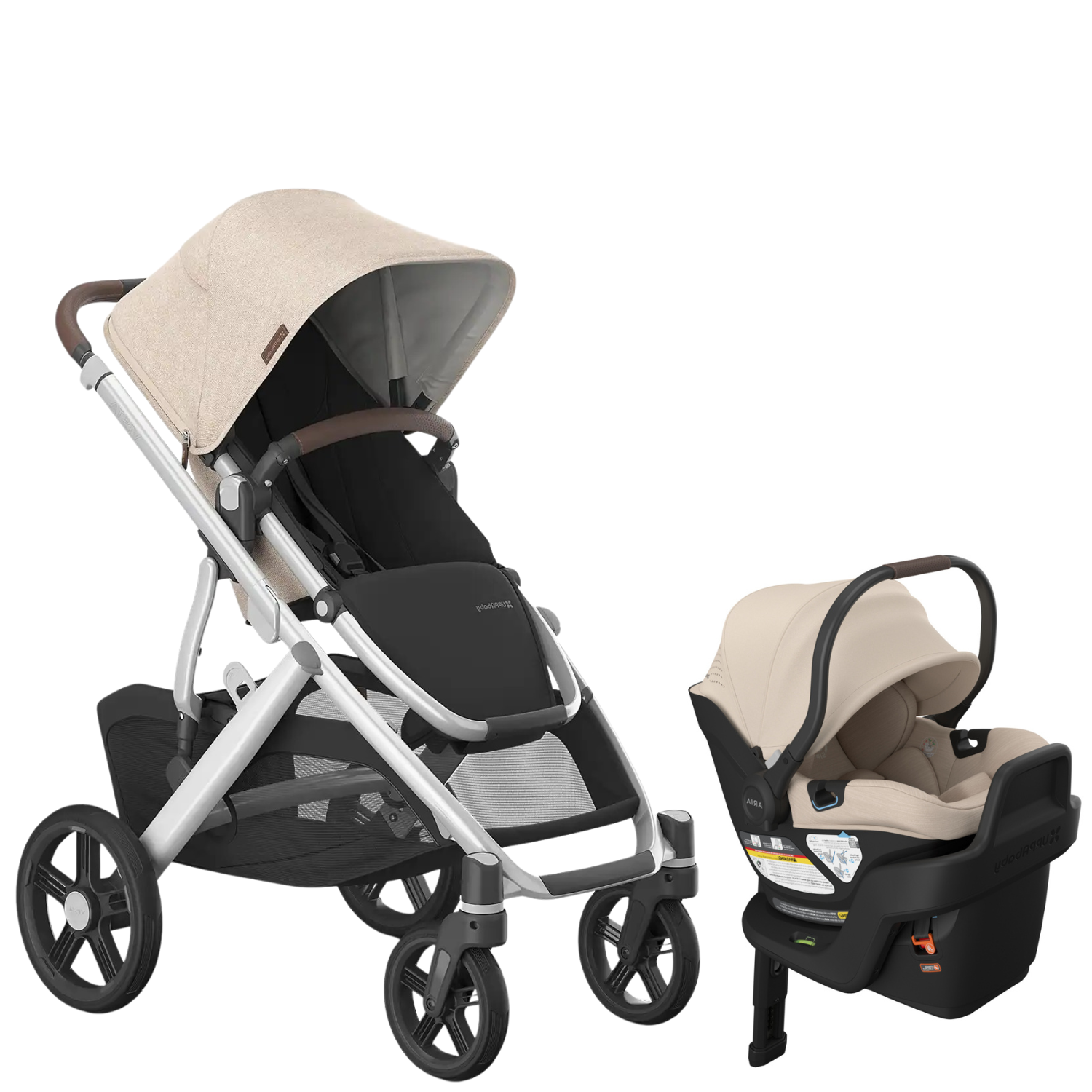 UPPAbaby Vista V3 + ARIA V2 Travel System - Ada - Sandstone Mélange ...