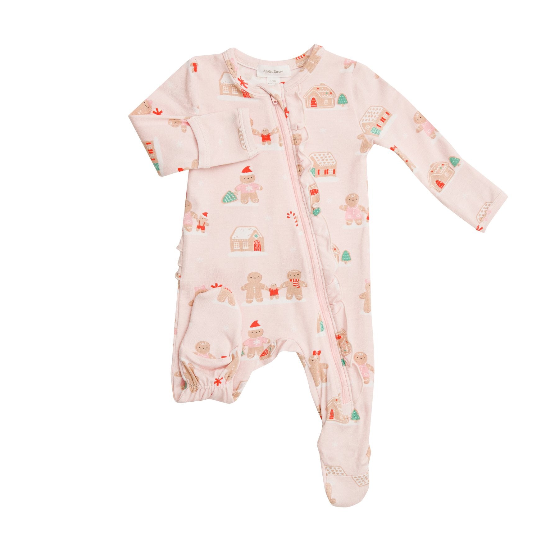 Angel Dear Pink Gingerbread Ruffle Front Zipper - Newborn – Destination ...