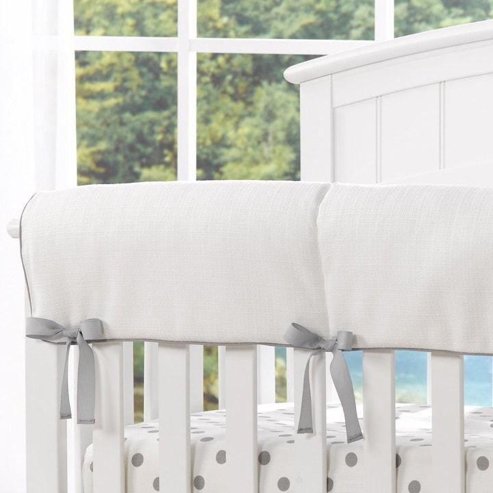 Liz & Roo Liz and Roo White Woven Crib Rail Cover with Grey Trim ...