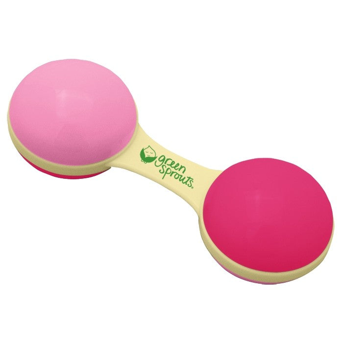 iPlay iPlay Green Sprouts Cornstarch Dumbbell Rattle in Pink ...