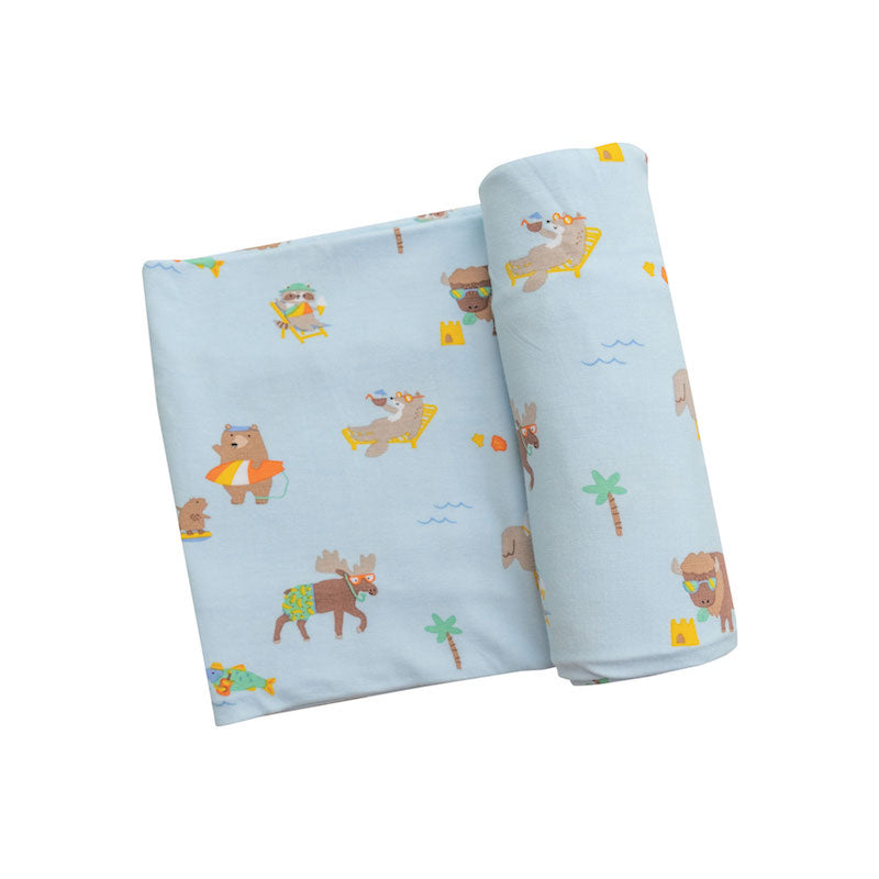 Angel Dear Wildlife On Vacation/ Blue Swaddle Blanket – Destination ...