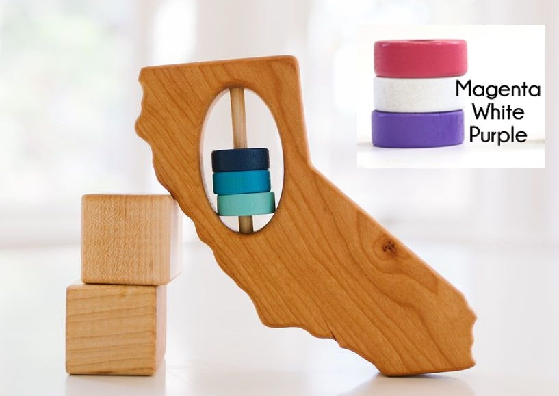 Bannor Toys Bannor Toys California State Wooden Rattle - Magenta/Purple ...