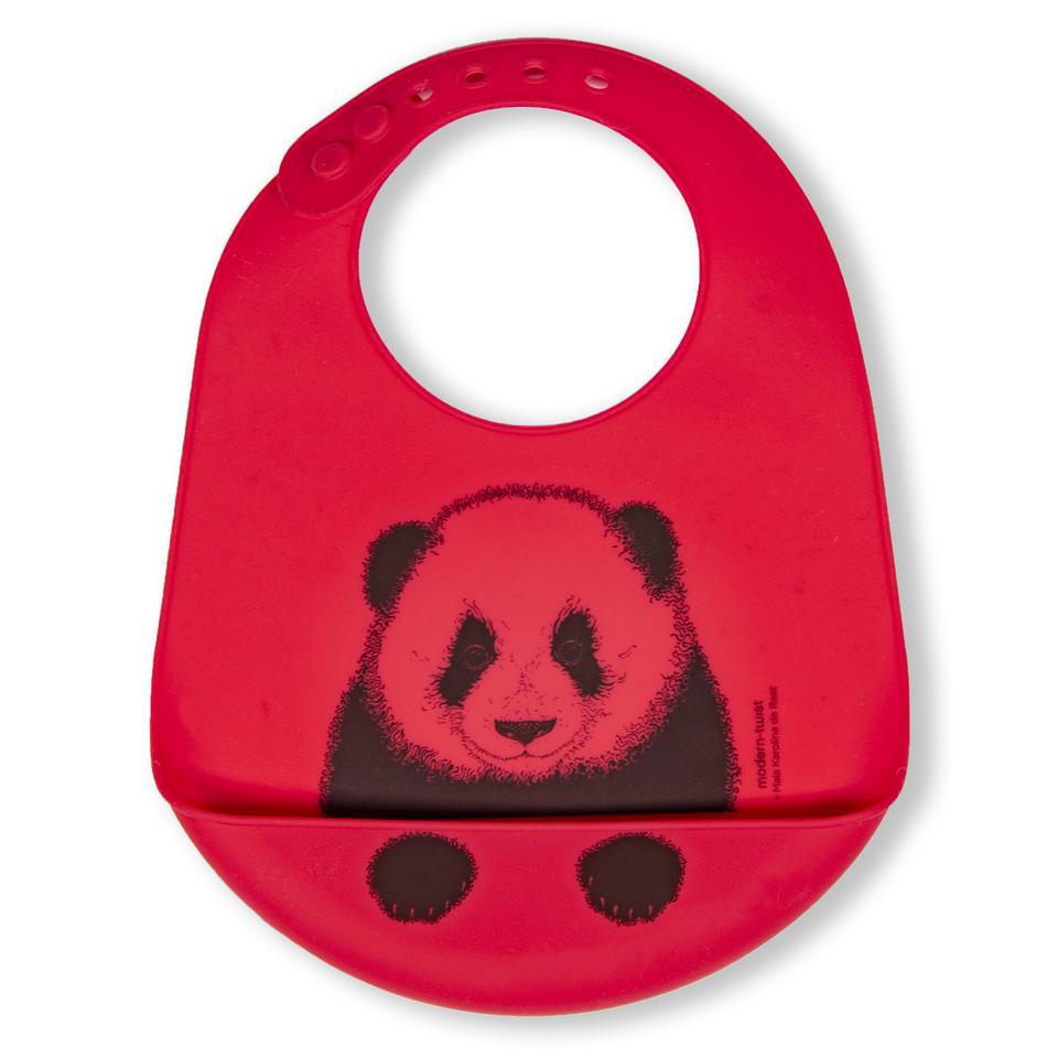 Modern Twist Modern Twist Peeking Panda Bucket Bib in Red – Destination ...