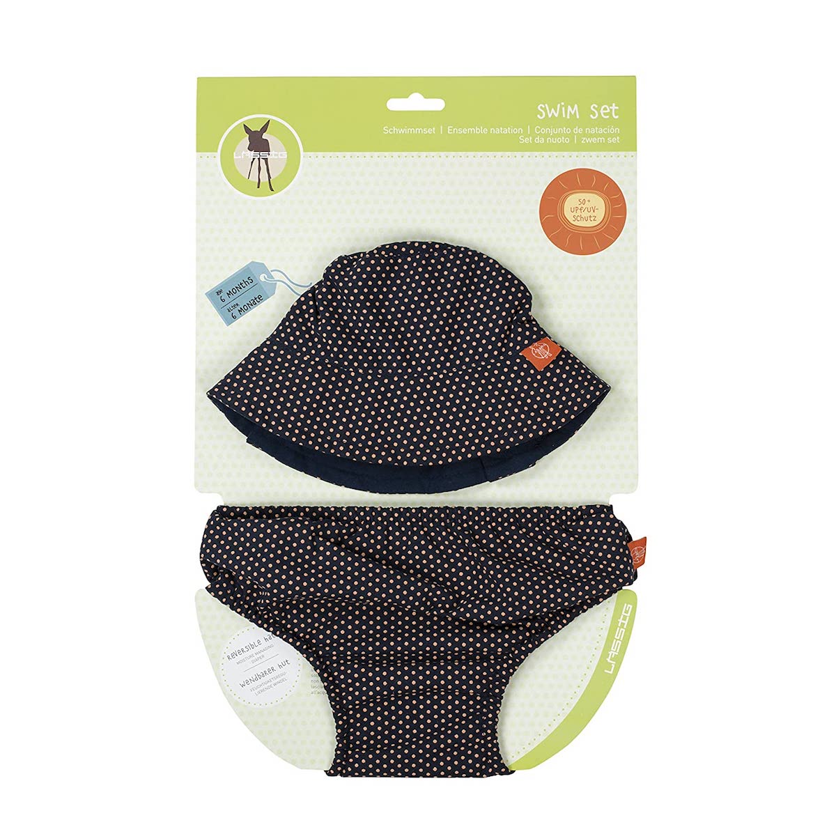 Lassig Splash & Fun Swim Diaper + Hat - Navy Polka Dot - 12 mos ...
