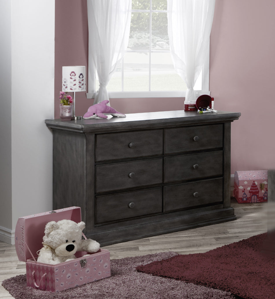 Pali Modena Double Dresser - Distressed Granite – Destination Baby & Kids